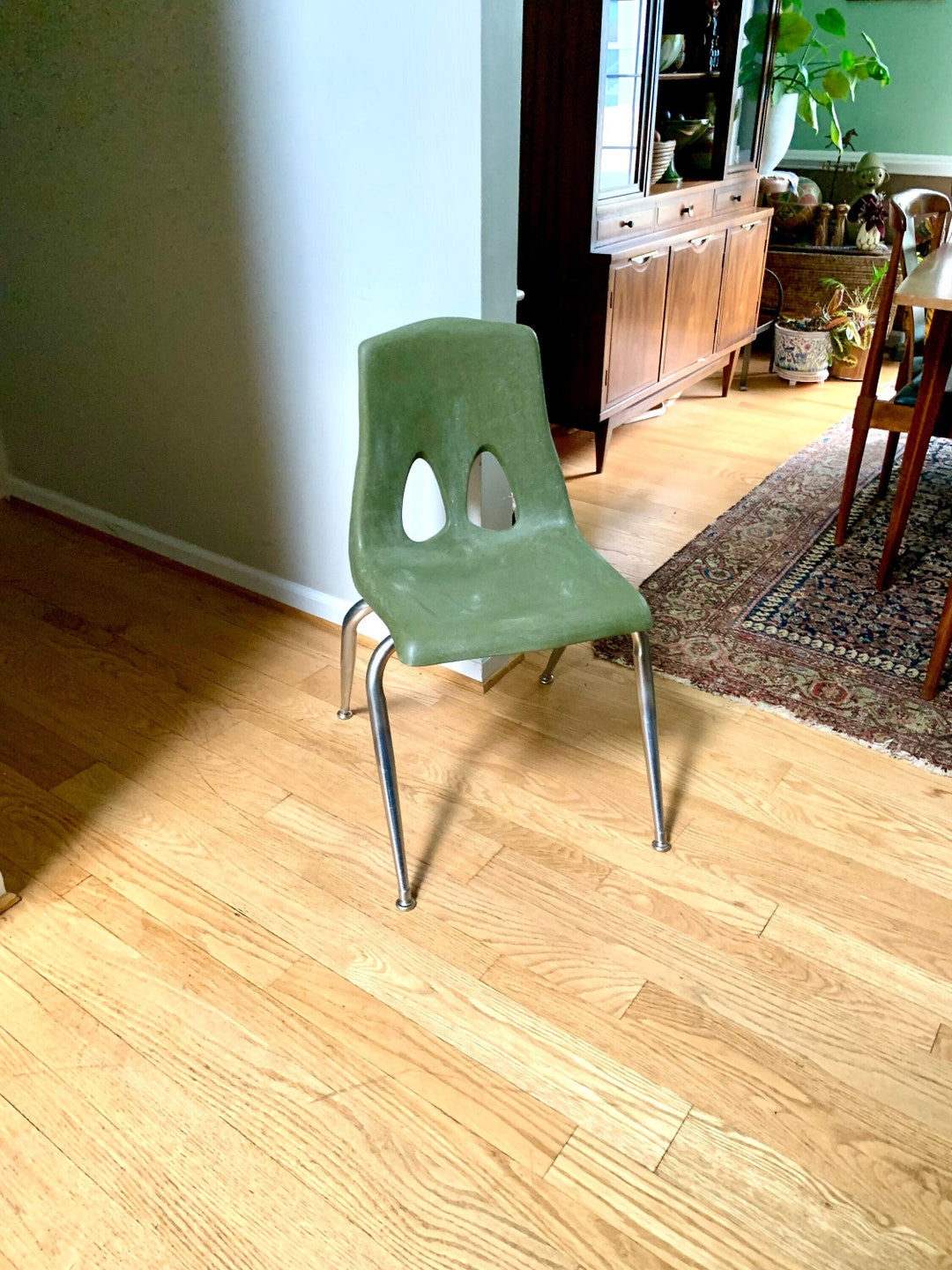 Vintage MCM Carter Craft Profile Chair | Green Plastic MCM Stackable ...