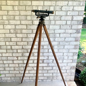 Vintage Surveyor's Transit Level and Tripod | Wood Tripod With Surveyor ...