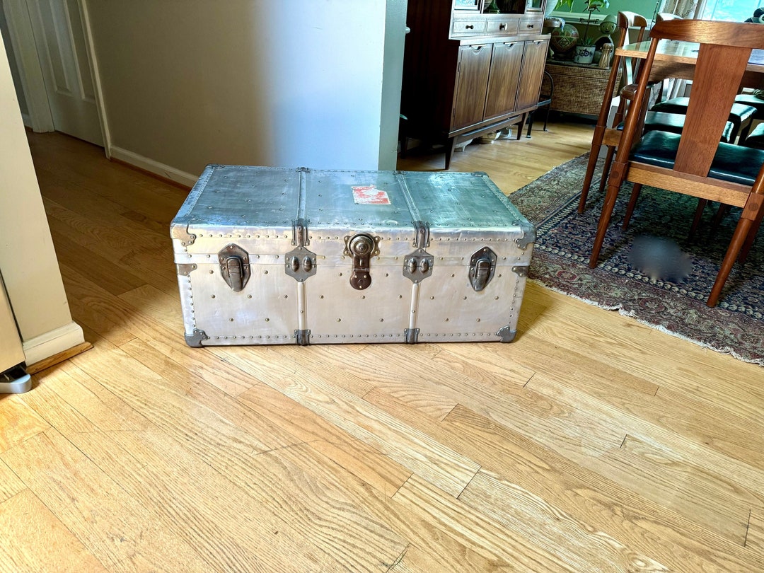 Vintage German Aluminum Trunk Large Aluminum Travel Trunk German ...