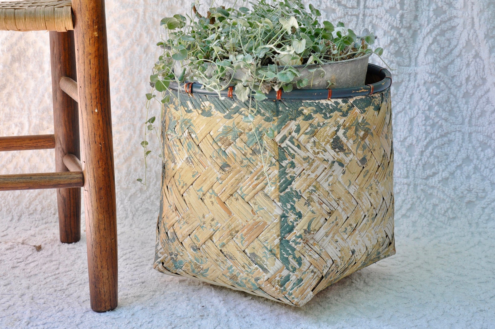Vintage Wicker Basket Rustic Wicker Storage 80's - Etsy