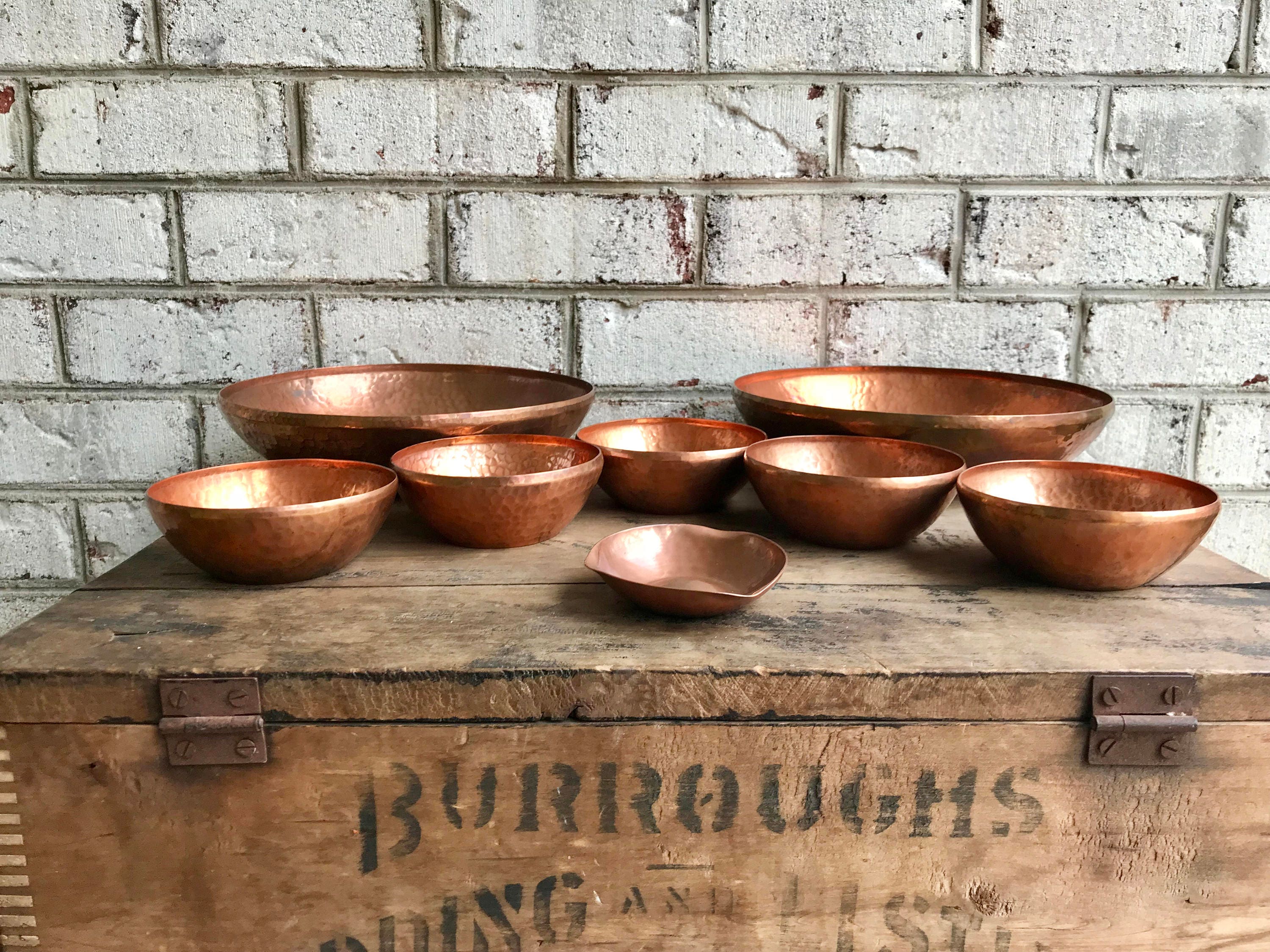 Set of Hammered Copper Bowls Industrial Argentina Copper | Etsy