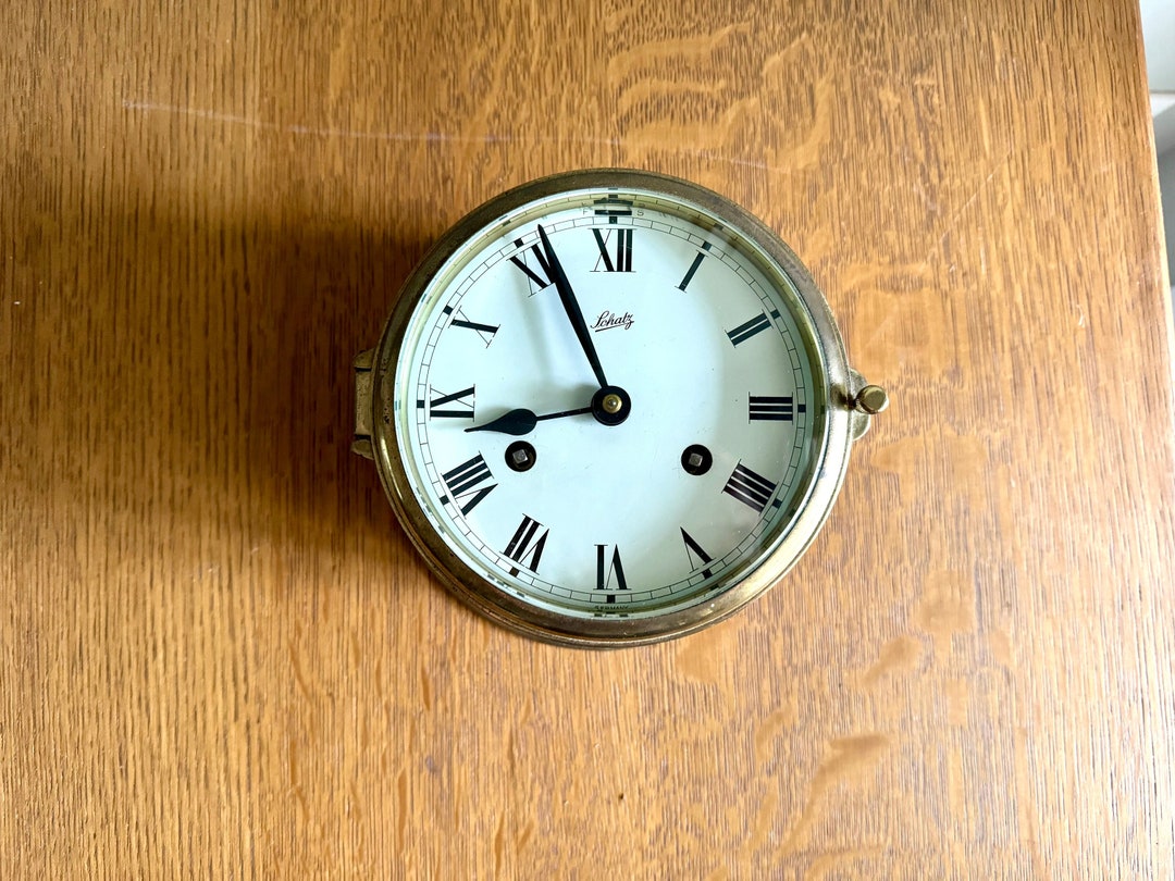 Vintage Schatz German Naval Clock Brass Cased Bulkhead Clock Germany ...