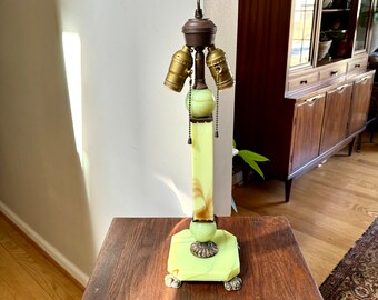 Vintage Art Deco Cast Iron and Jadeite Lamp Antique Cast Iron & Jadeite ...