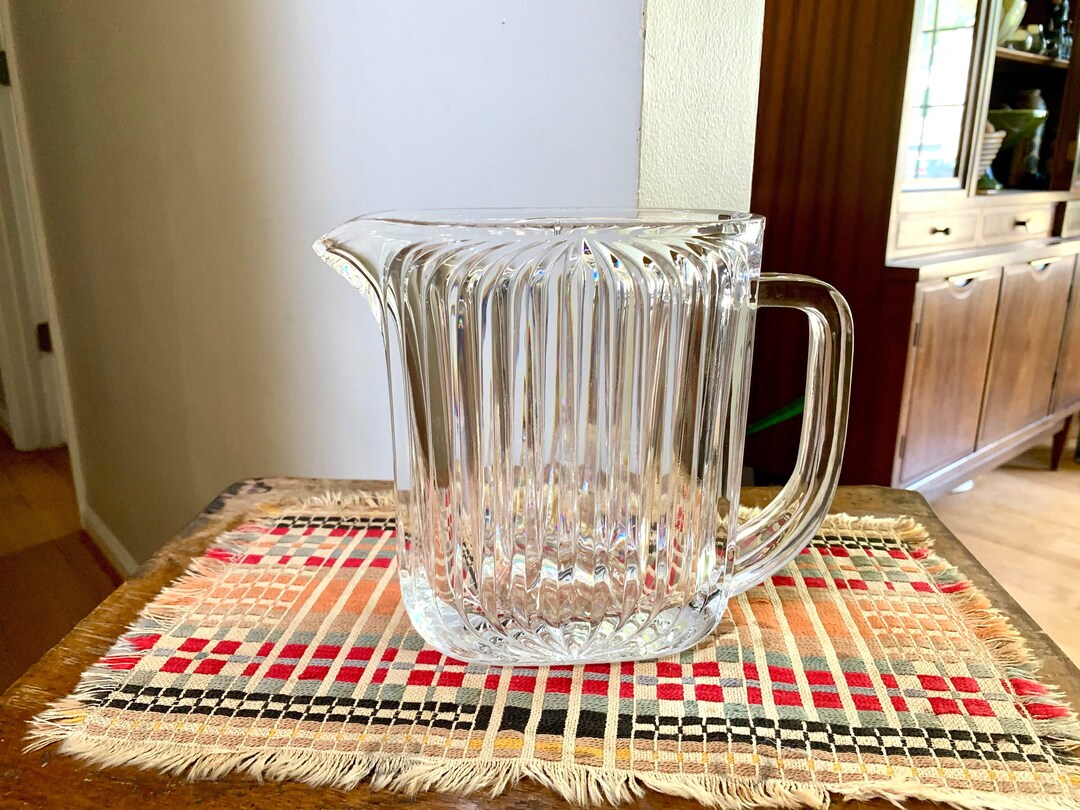 Vintage Cut Crystal Pitcher | Contemporary Crystal Pitcher | Ribbed ...