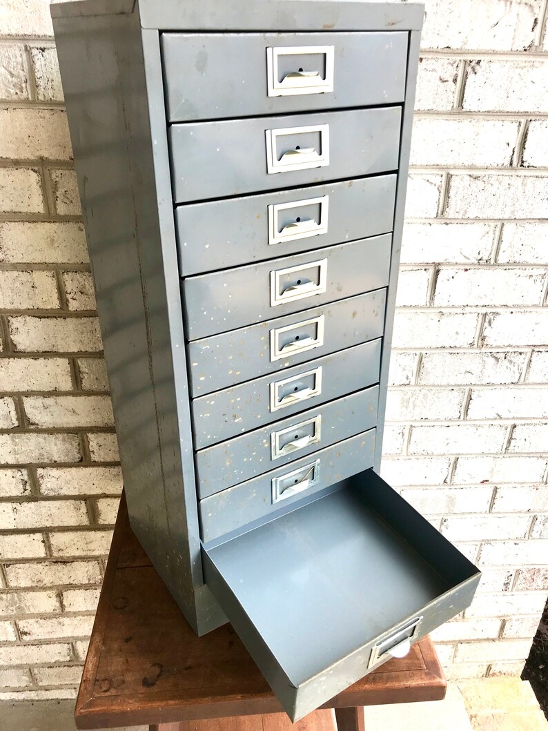 Vintage Industrial Filing Cabinet Rustic Parts Bin 9 | Etsy
