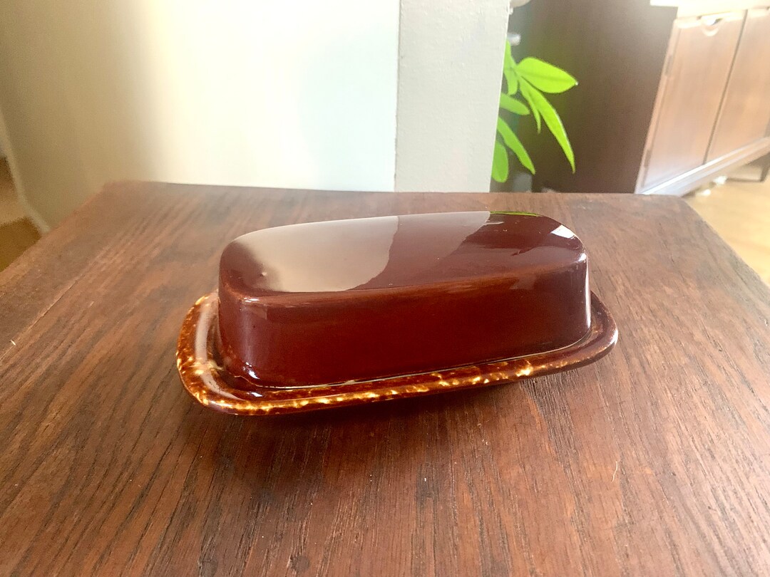 Vintage Mccoy 7013 Butter Dish | Brown Drip Ceramic Mccoy Butter Dish ...