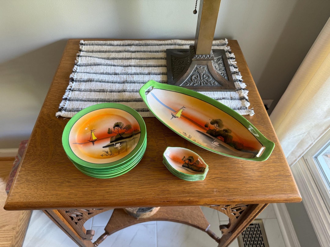 Vintage Japan Sushi Serving Set | Japan Lusterware Celery Dish With ...