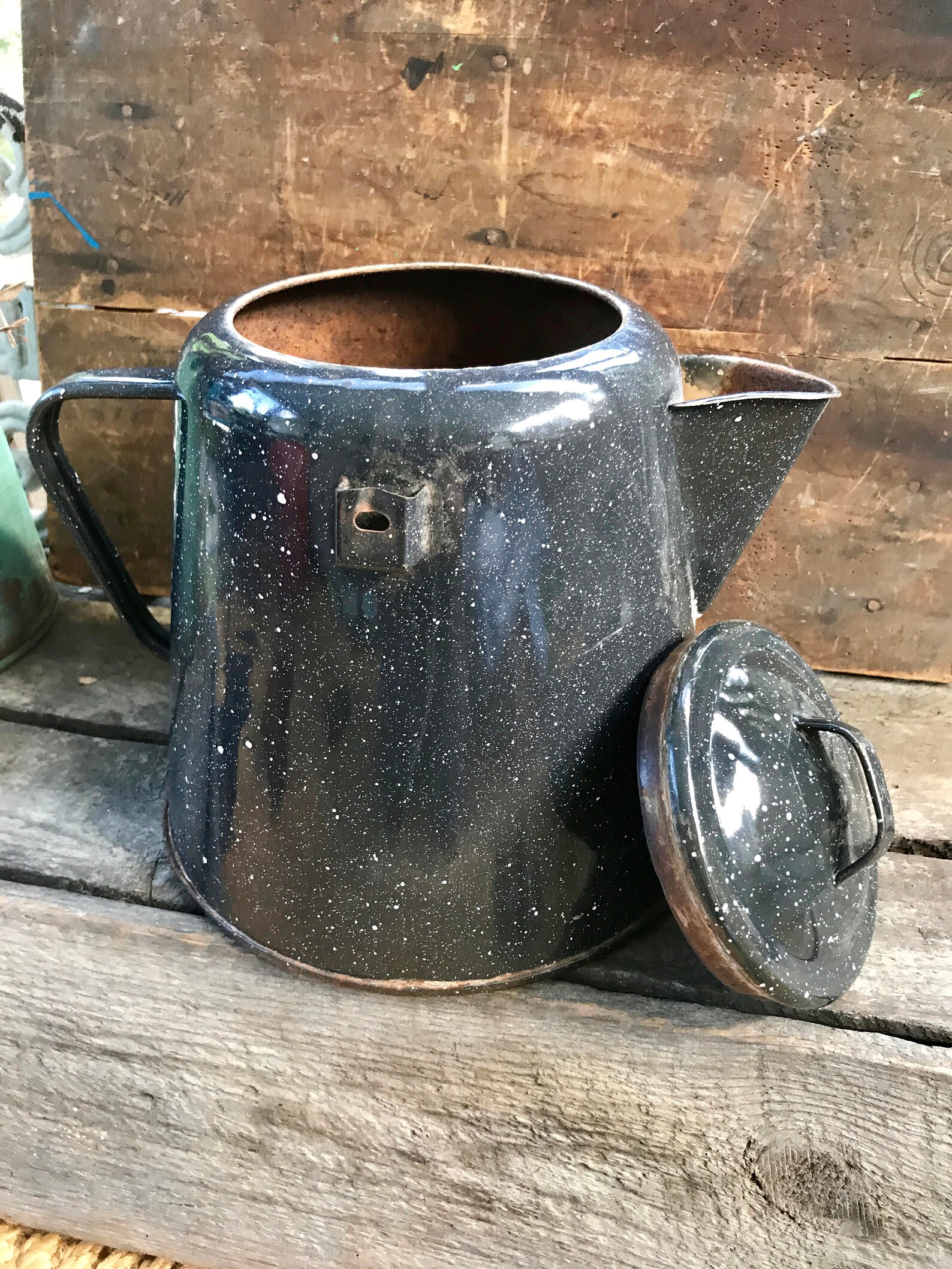 Rustic Graniteware Coffee Pot Planter Vintage Rustic Plant - Etsy
