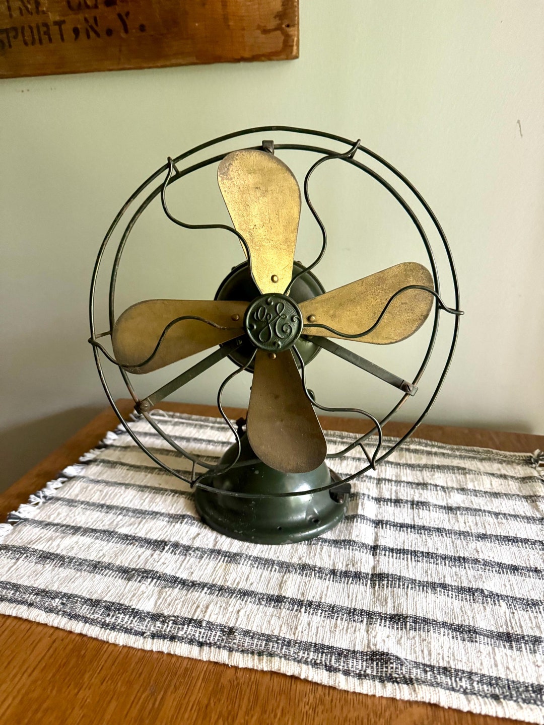 Vintage Green General Electric Non Running Fan Brass Blade GE Fan Metal ...