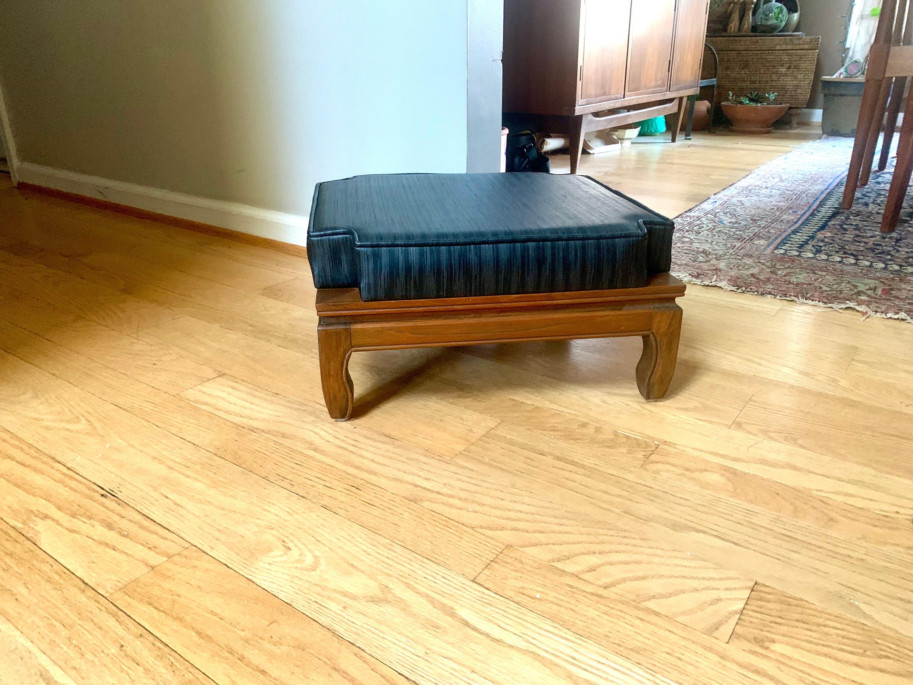 A Vintage Black Vinyl Foot Stool Black Vinyl Stool 3 - Etsy