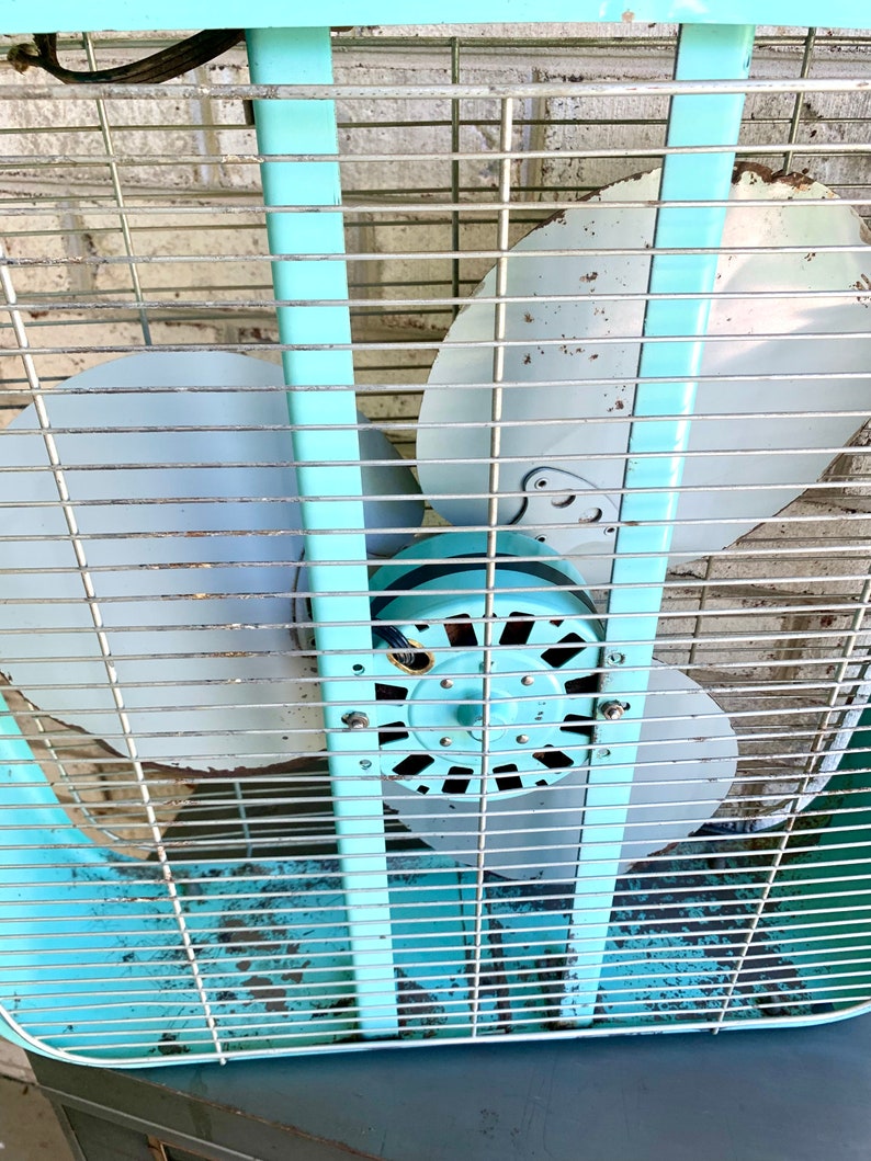 Vintage Large Distressed Dominion Box Fan Vintage Turquoise - Etsy