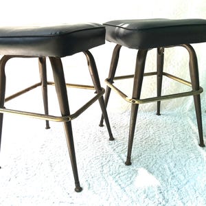 MCM Bar Stools | Low Medium Black Vinyl Stools | Mid Century Vinyl ...