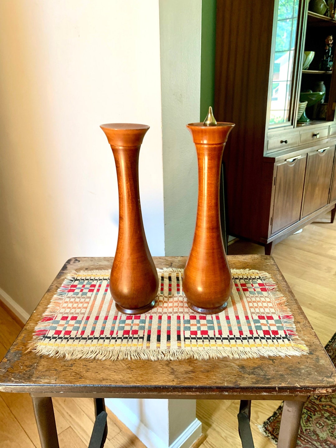 Vintage MCM Wood Salt and Pepper Shakers | Mid Century Modern Salt and ...