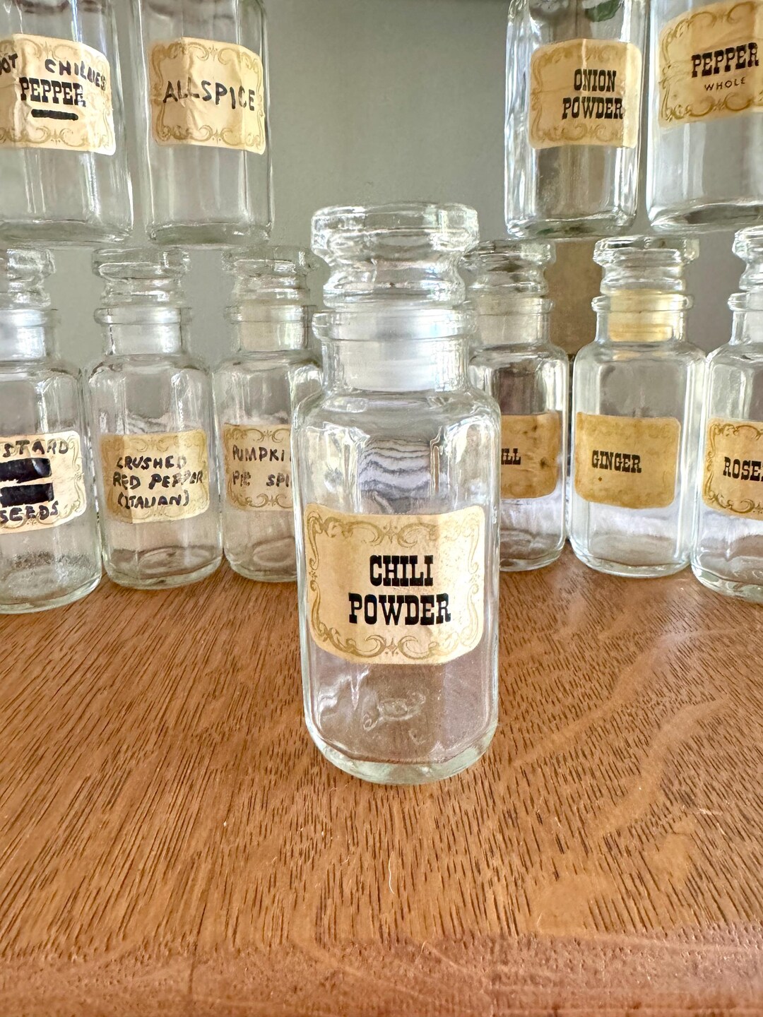Set of 22 Vintage Glass Spice Jars | Vintage Octagon Glass Spice Jars ...