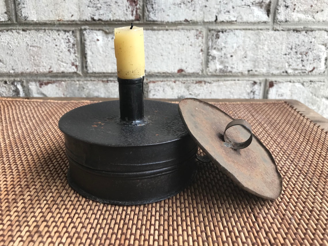 Antique Tinder Box Rustic Candle Holder Primitive Lighting | Etsy