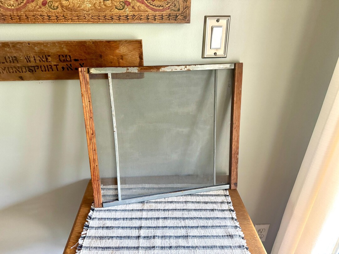 Vintage Expandable Wood Window Screen | Wood and Metal Adjustable ...