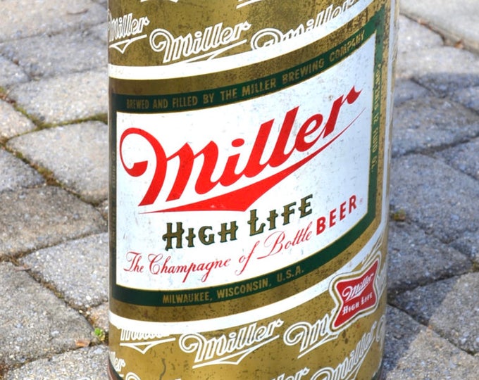 Vintage Miller High Life Trash Can | 70s Metal Beer Advertisement ...