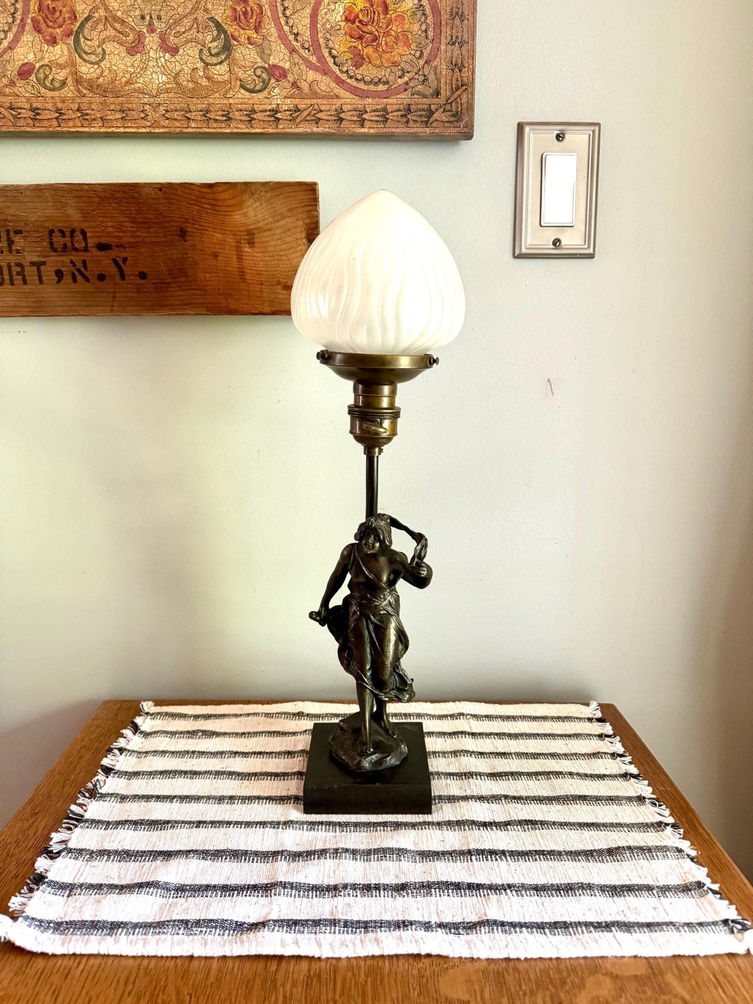 Antique Art Nouveau Lady Figurine Lamp | Art Deco Style Lamp ...