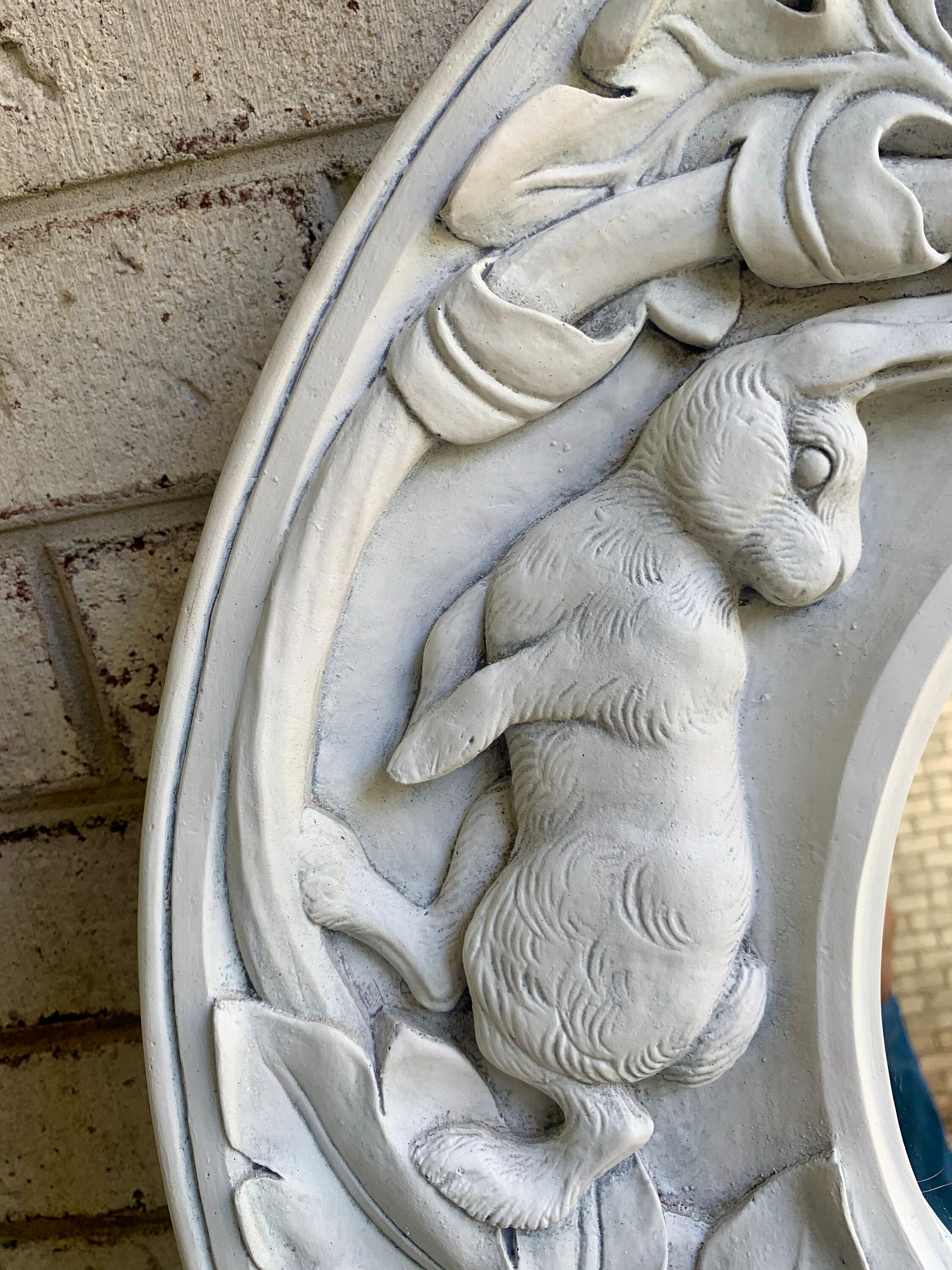 Vintage White Round Mirror Resin Rabbit Mirror Round | Etsy