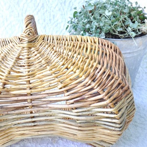 Vintage Wicker Basket With Handle | Rustic Wicker Storage | 80's ...
