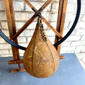 A Vintage Wall Mounted Boxing Speed Bag | Wood Frame and Leather Speed ...