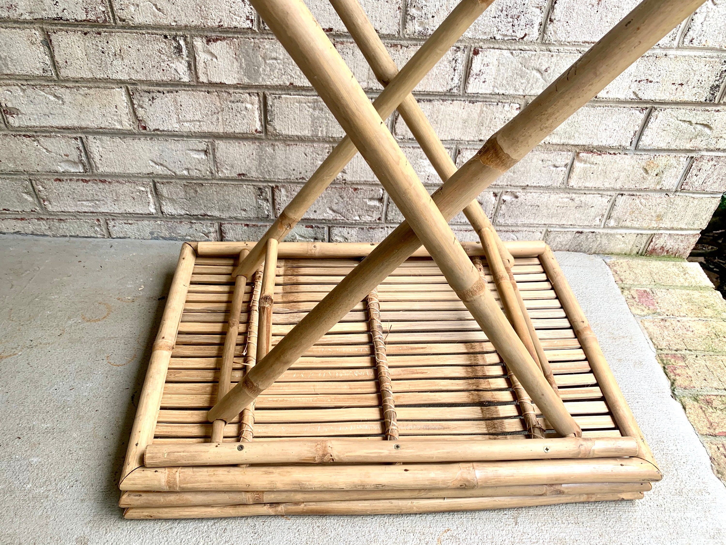 Vintage Bamboo Folding Tray Table Bohemian Tray Table | Etsy