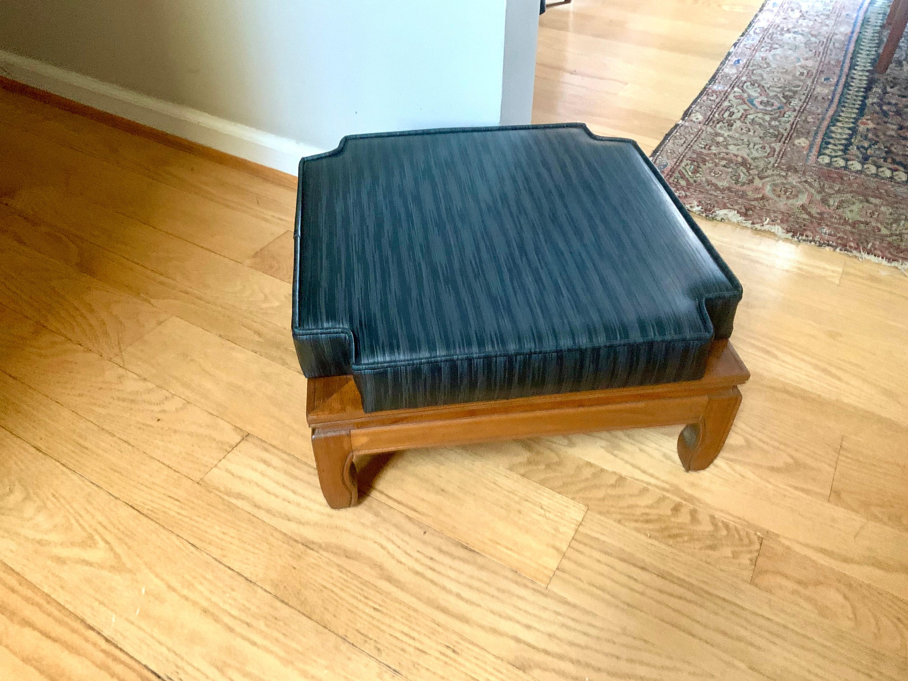 A Vintage Black Vinyl Foot Stool Black Vinyl Stool 3 - Etsy