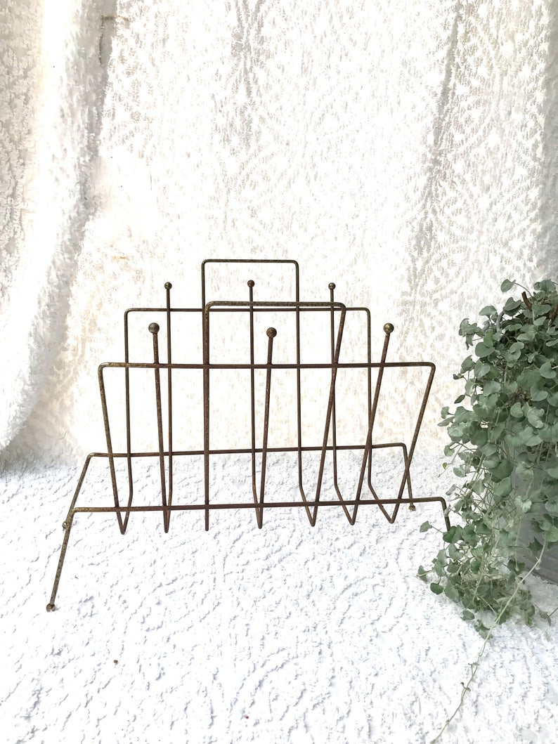 Vintage Magazine Rack Mid Century Atomic Wire Magazine Rack | Etsy