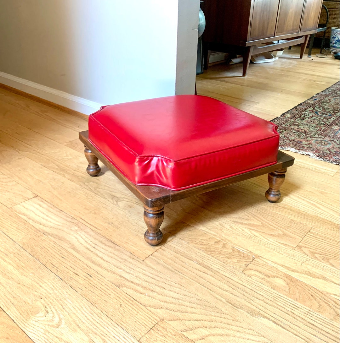 A Vintage Red Foot Stool | Red Vinyl Stool | Red Vinyl Stackable ...
