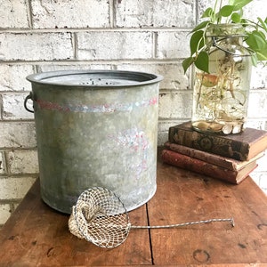 Rustic Minnow Bucket | Metal Bait Bucket With Net | Two Piece Minnow ...