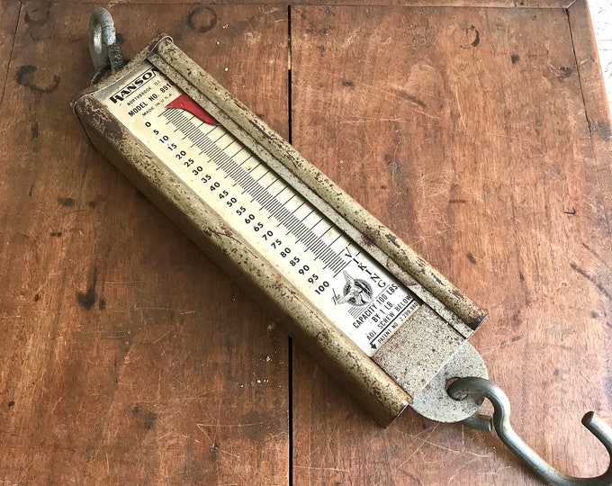Vintage Hanson Hanging Scale the Viking 100 Lb. Scale Rustic Hanging ...