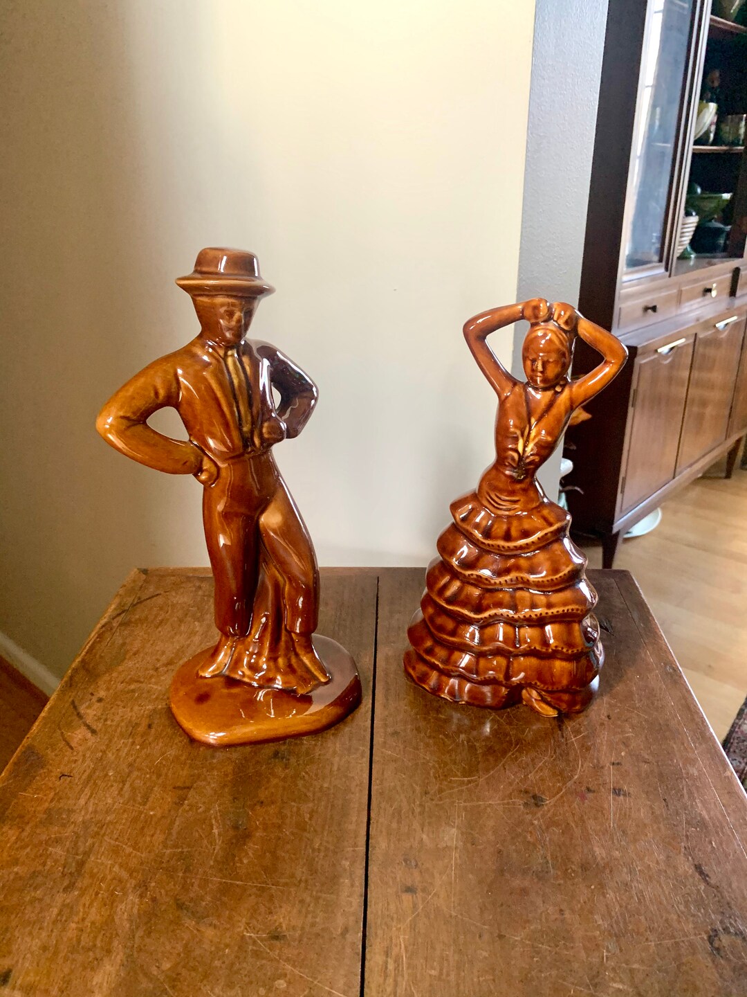 A Pair of California Pottery Brown Ceramic Spanish Flamenco Dancers ...