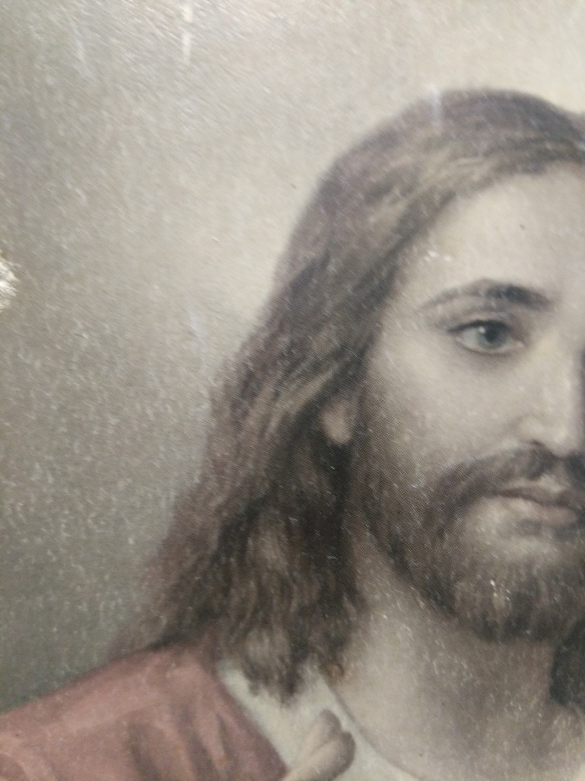Lithograph Framed Sacred Jesus Christ Picture Religious Relic Board ...