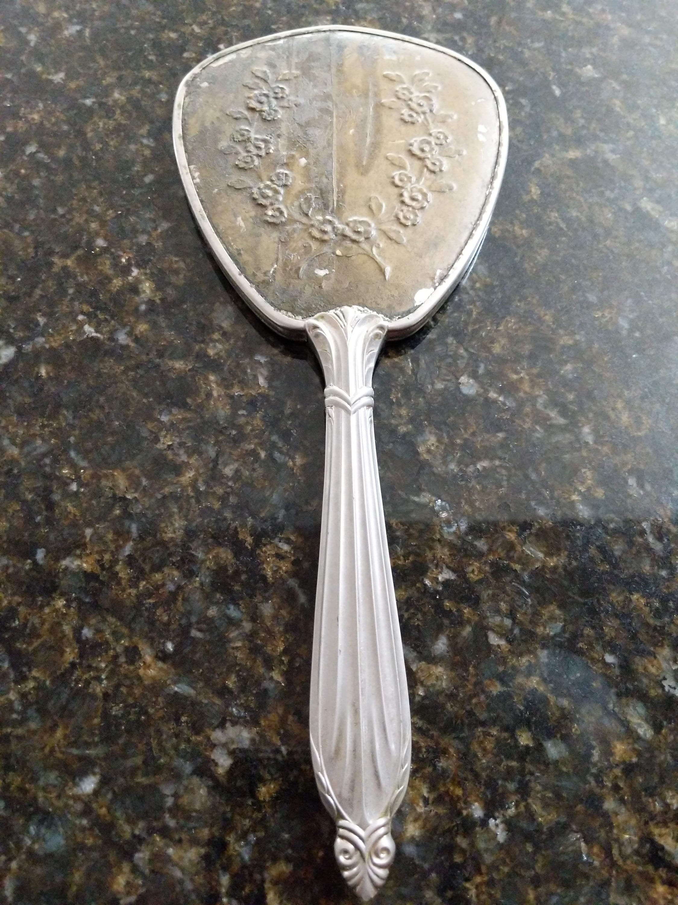 Antique Hand Mirror, Old Hand Mirror, Metal Hand Mirror, Boudoir Mirror ...