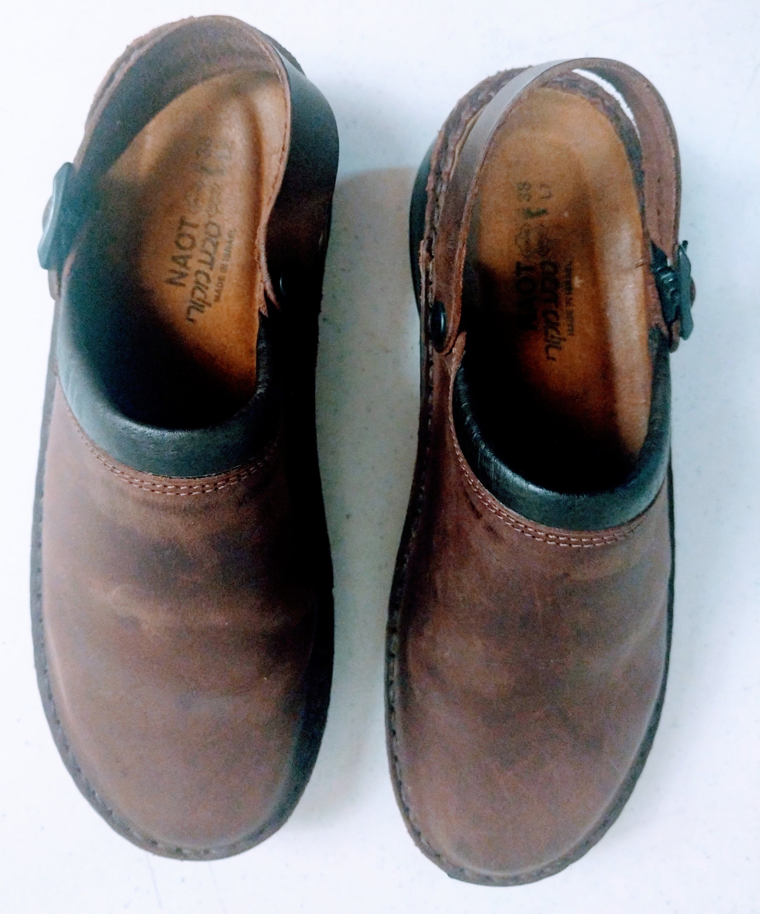 Professional Clog Naot Clogs Leather Work Shoe Brown Nubuck Nurse Shoes ...