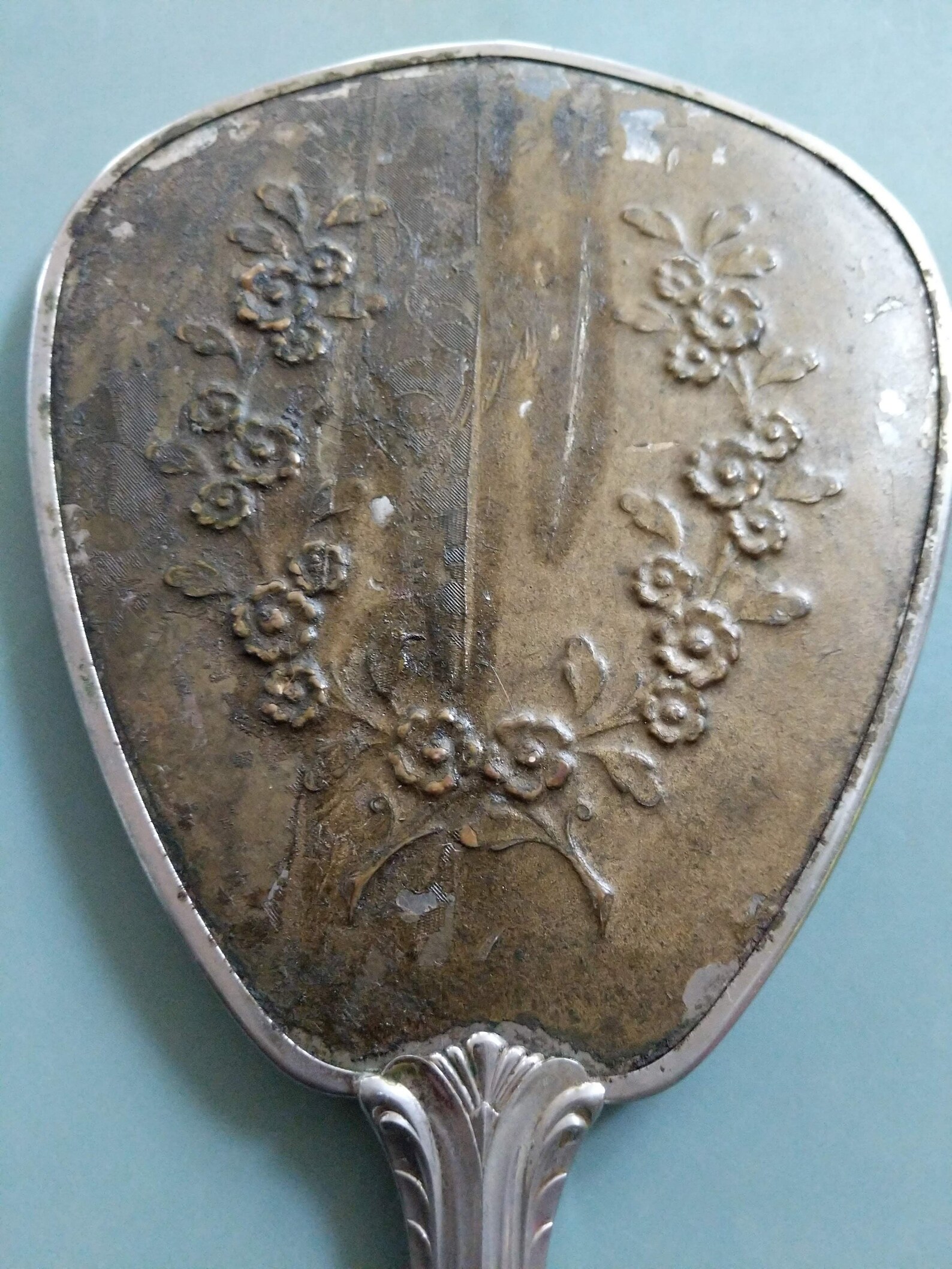 Antique Hand Mirror, Old Hand Mirror, Metal Hand Mirror, Boudoir Mirror ...