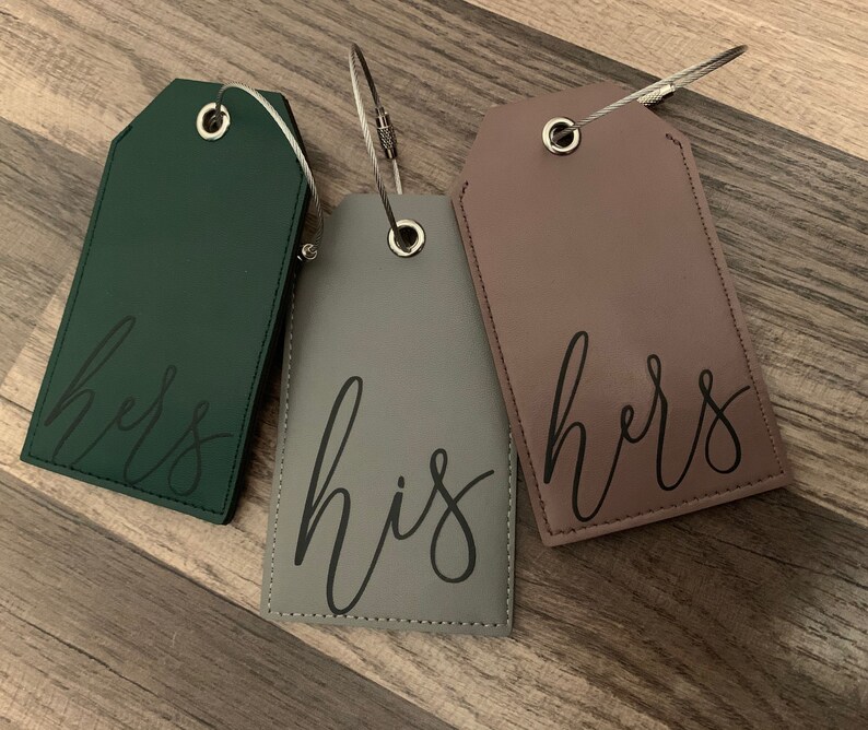 Set of 2 Personalized Luggage Tags, Wedding Gift Luggage Tags, His and ...