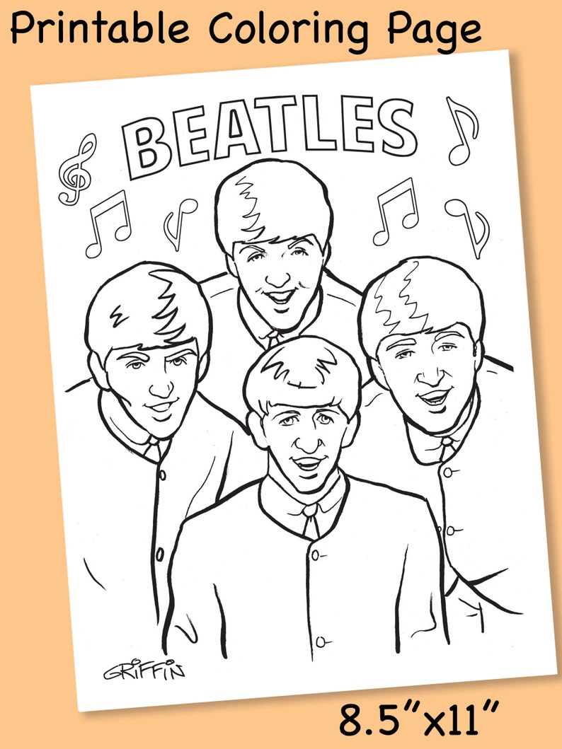 BEATLES Coloring Page Digital Download Hand-drawn Coloring - Etsy UK