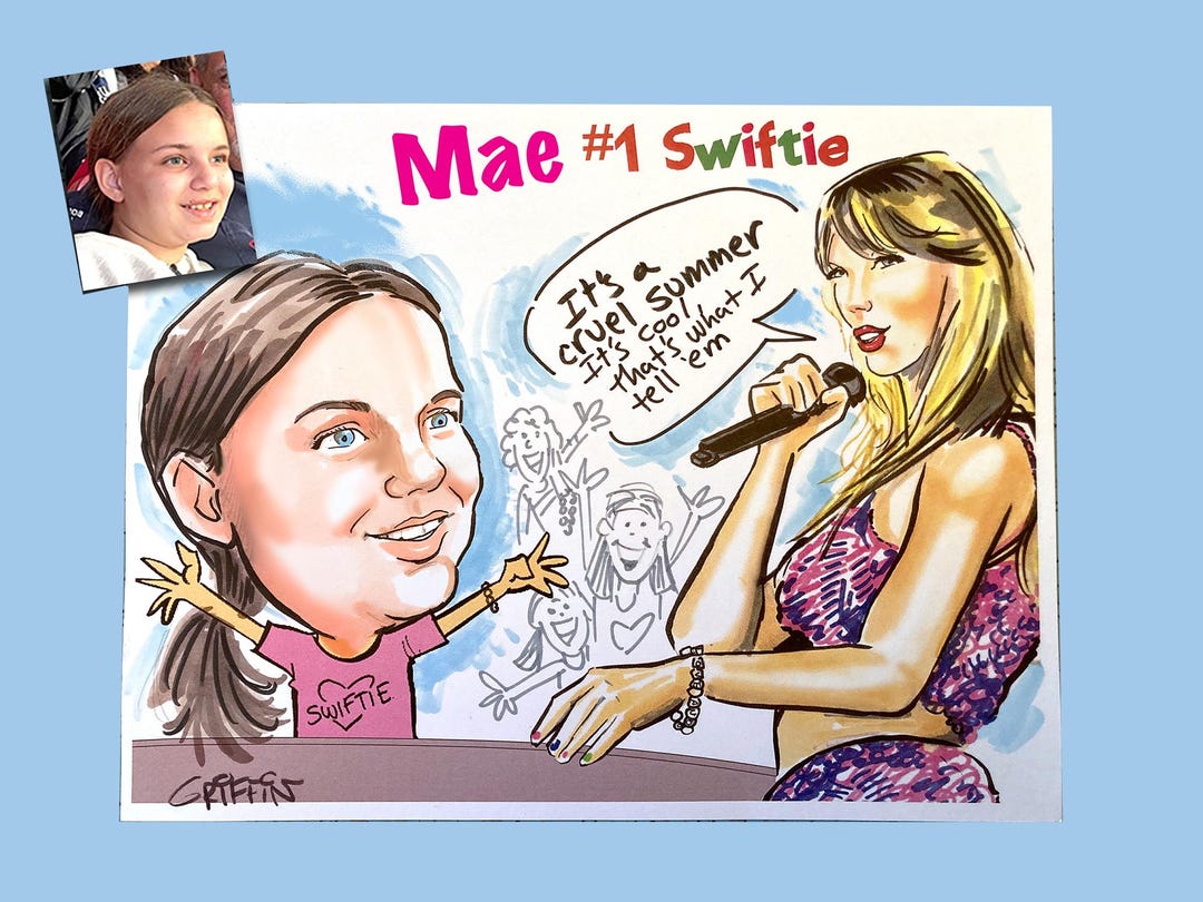 Personalized Swiftie Caricature, Birthday Gift Drawing - Etsy