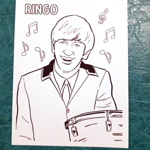 BEATLES Coloring Pages for Adults, Post Card Size, Fun Activity for ...