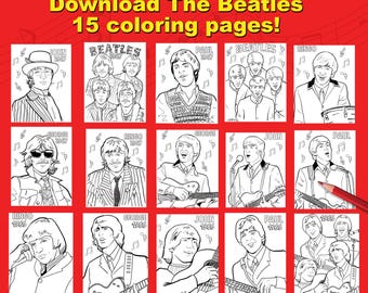 BEATLES Coloring Page Digital Download, Hand-drawn Coloring Sheet ...