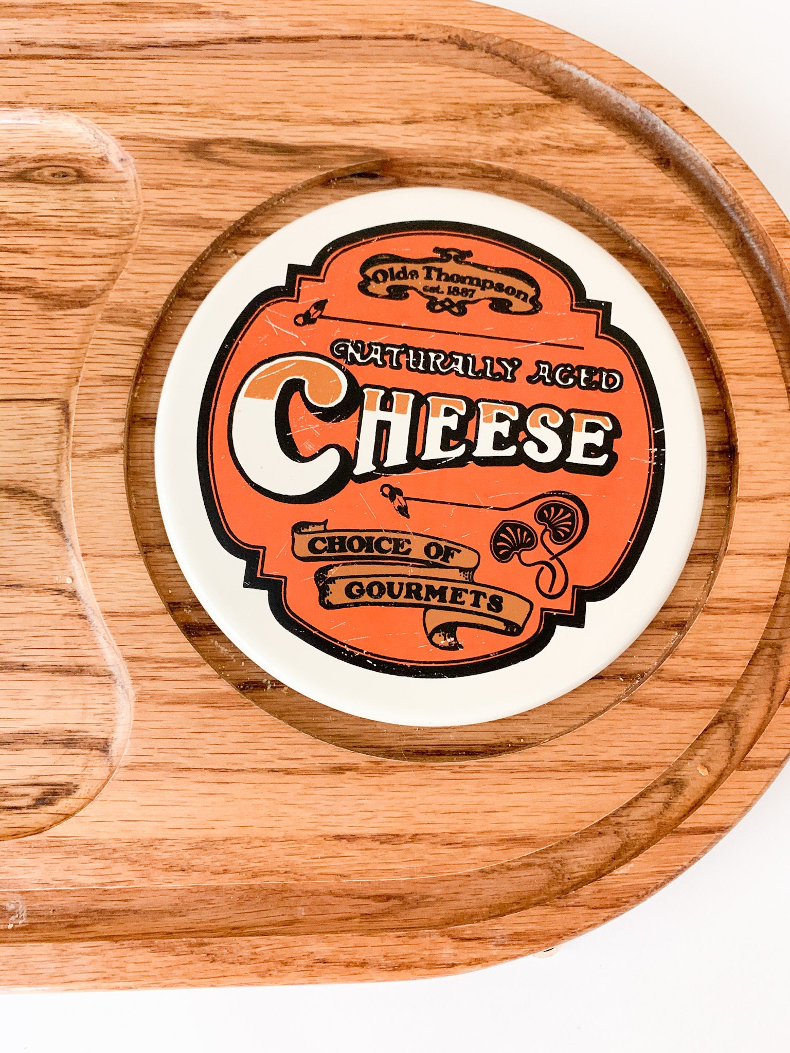 Vintage wood and glass/tile cheese board | Etsy