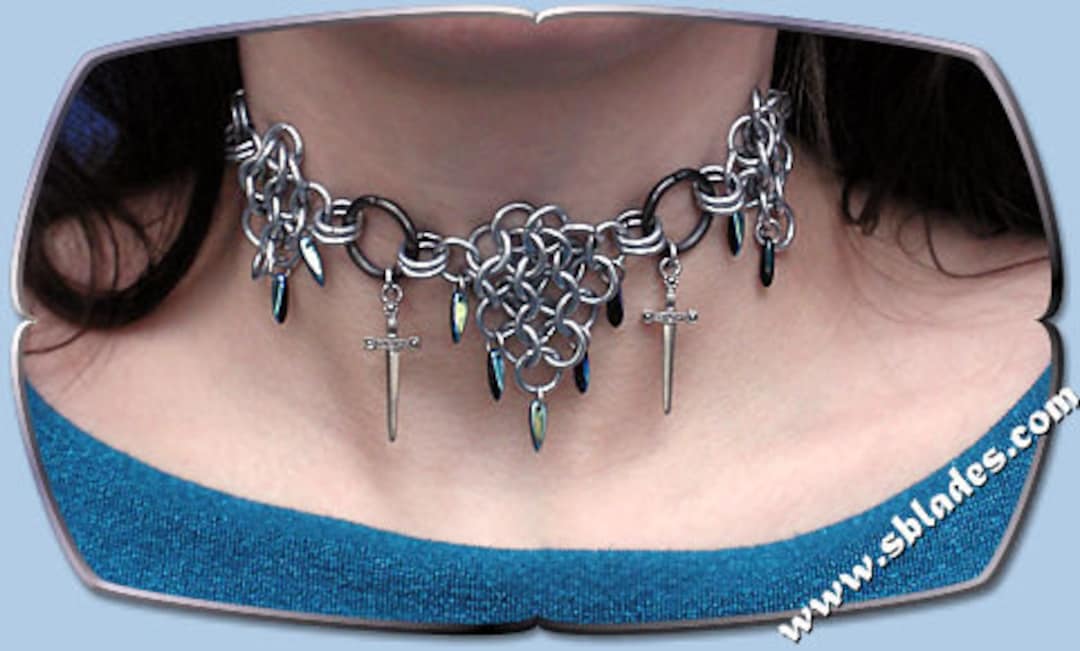 Blade Chainmaille Choker, Chainmail Gothic Faerie Jewelry Necklace ...