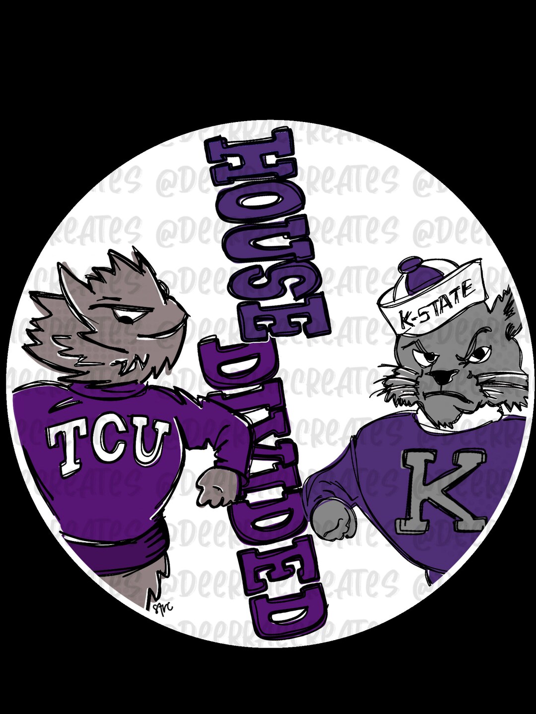 TCU & Kansas State House Divided Game Day Button - Etsy