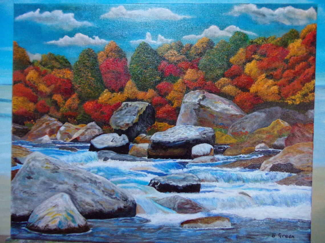 Oil Painting of a Running Water - Etsy