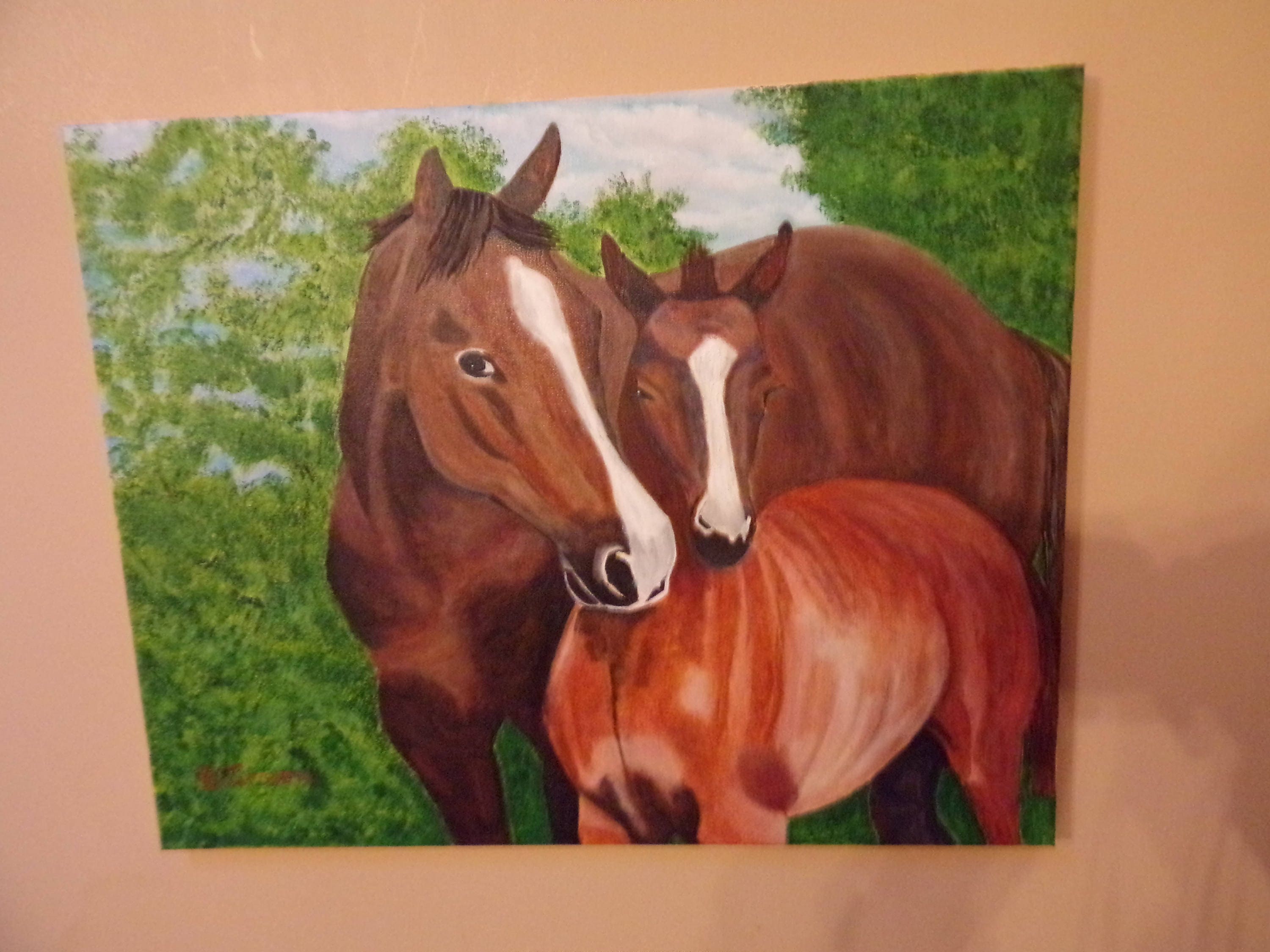 Oil Painting of a Mare & Foal - Etsy UK