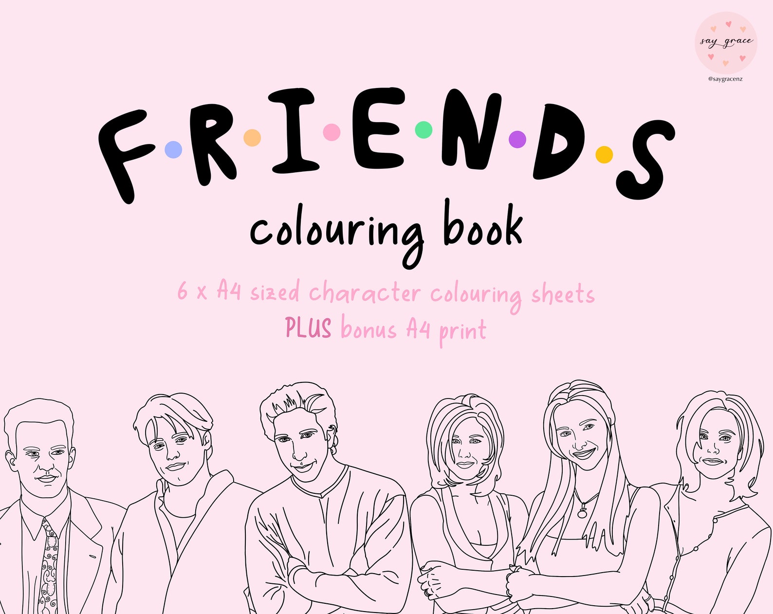 FRIENDS TV Show Colouring Book - Digital Instant Download PDF // 90s ...