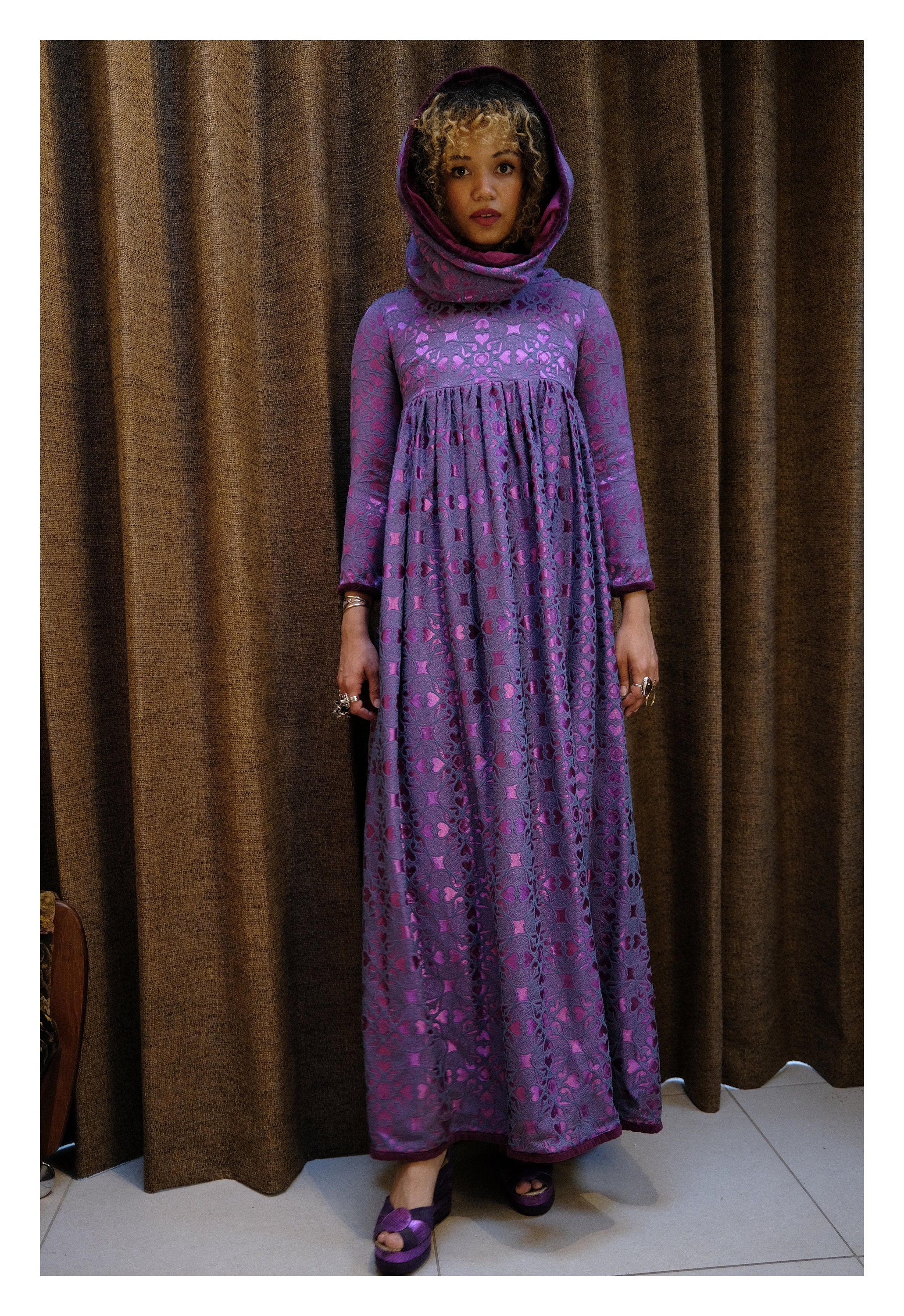 1960s 1970s Rare Vintage Magi Young of Scotland Brocade Heart Hooded ...