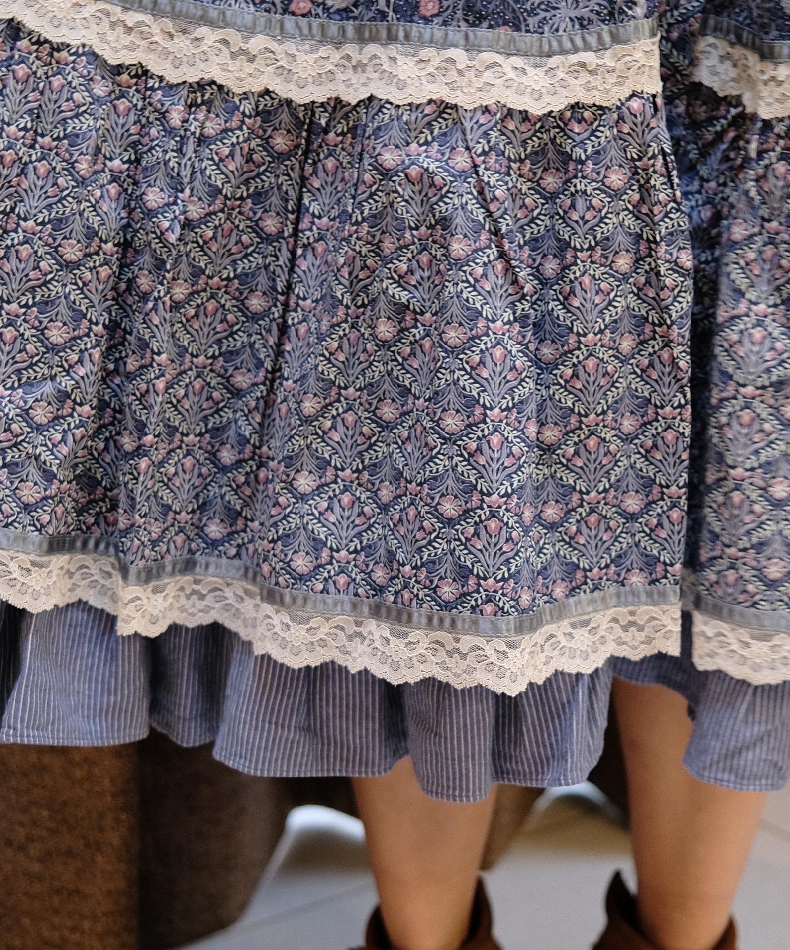 70s Vintage Rare Gunne Sax Gunnies Blue Layered Midi Prairie Skirt - Etsy