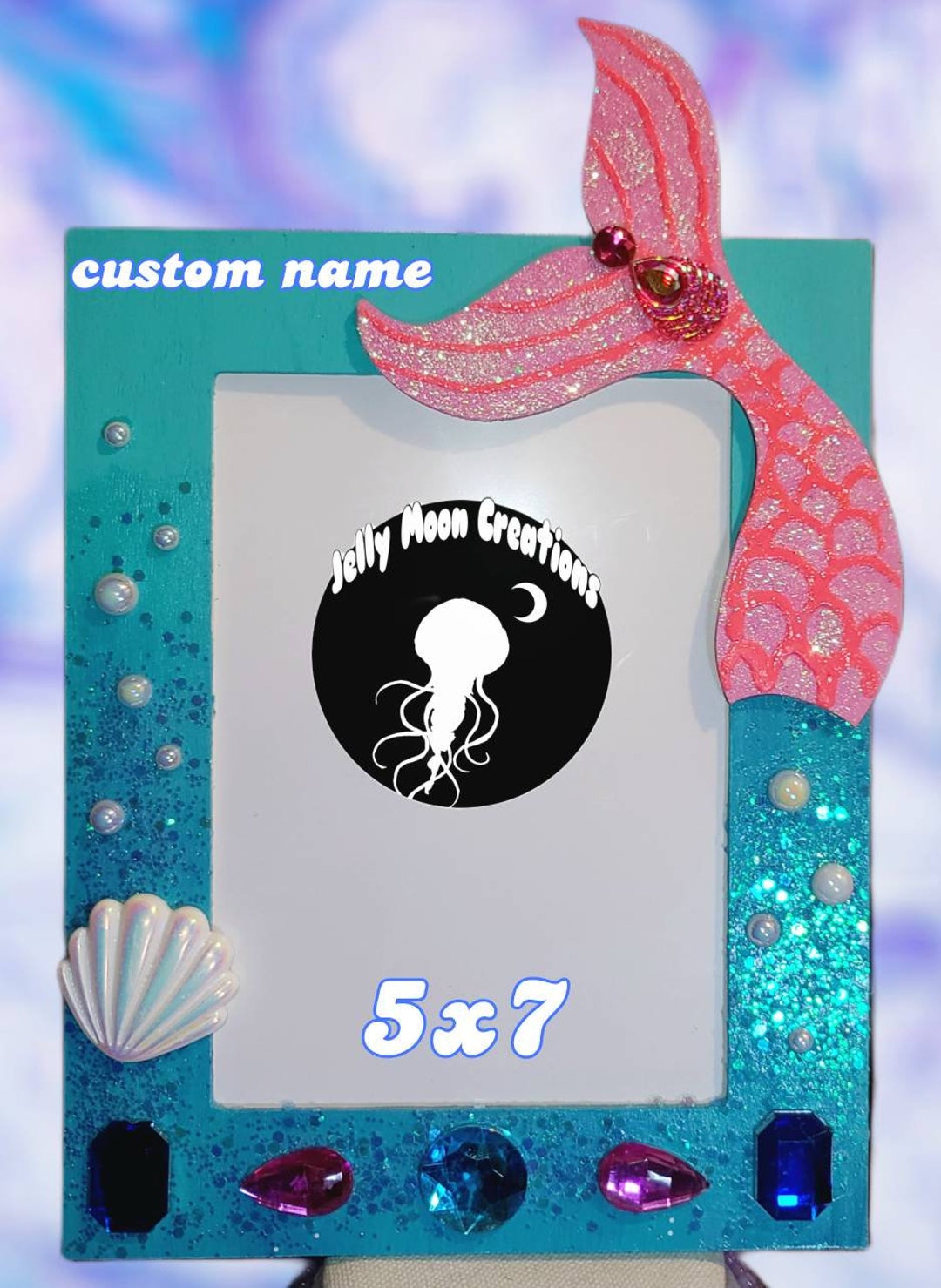 Custom Designed Hand Painted Wooden Mermaid Picture Frame - Holds 5"x7 ...